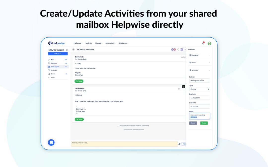 Helpwise App Integration - Pipedrive Marketplace