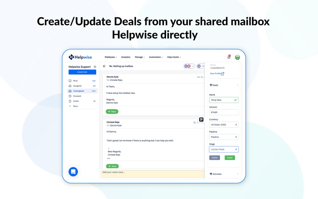Helpwise App Integration - Pipedrive Marketplace