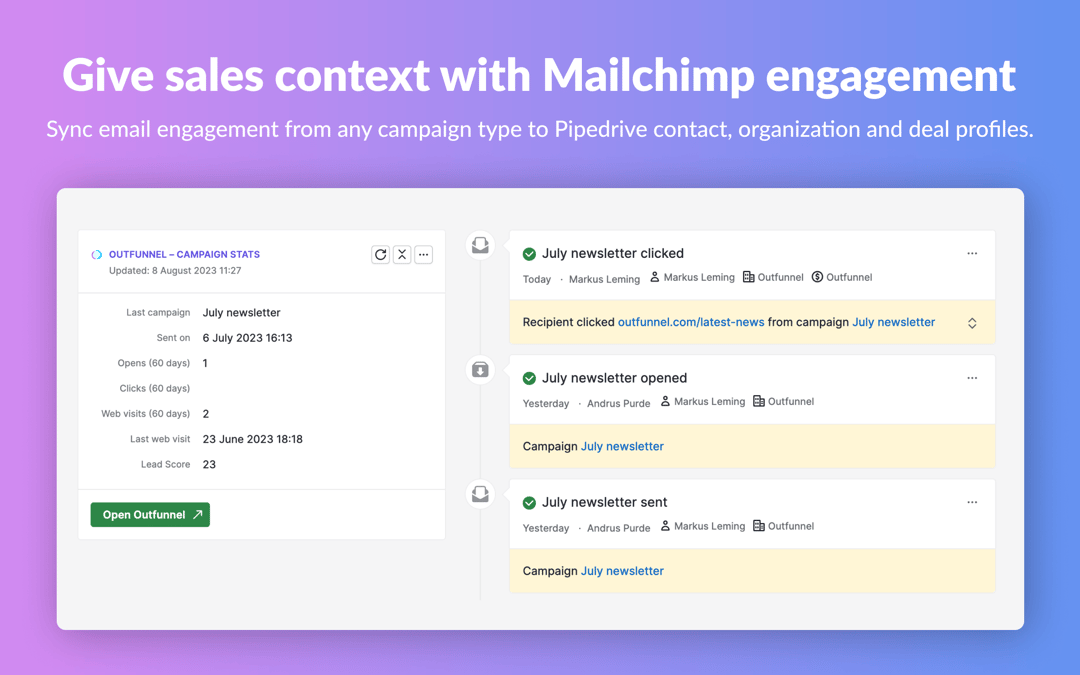 Mailchimp 2-Way Sync App Integration - Pipedrive Marketplace