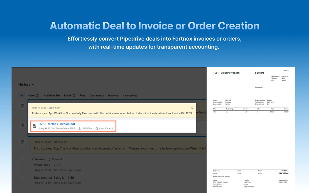 Fortnox Integration App Integration - Pipedrive Marketplace