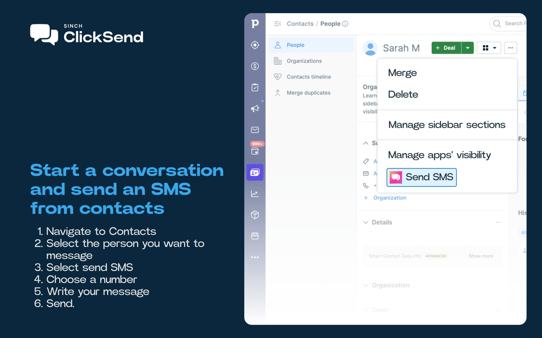 ClickSend SMS App Integration - Pipedrive Marketplace