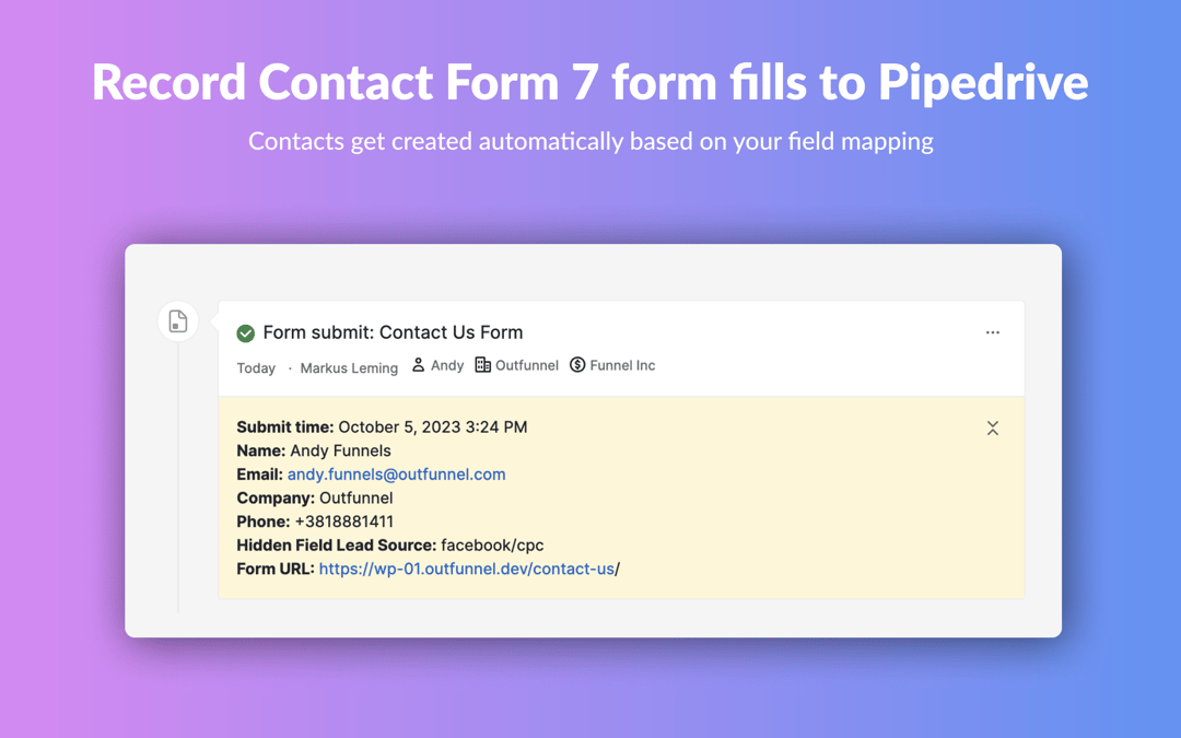 Contact Form 7 Sync App Integration - Pipedrive Marketplace