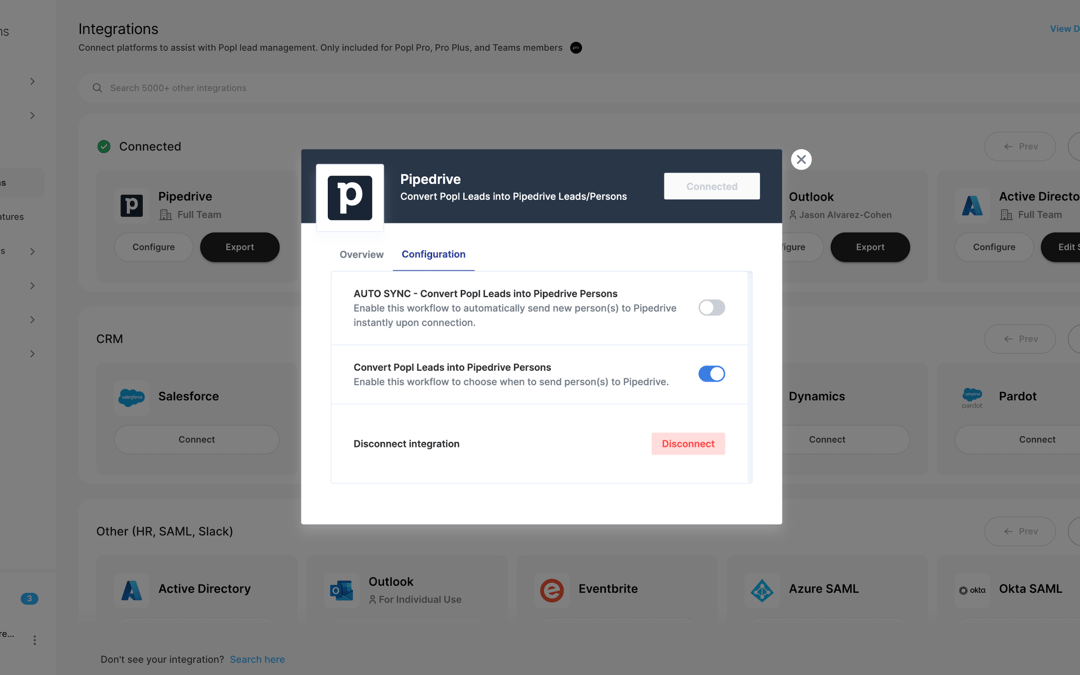 Popl App Integration - Pipedrive Marketplace