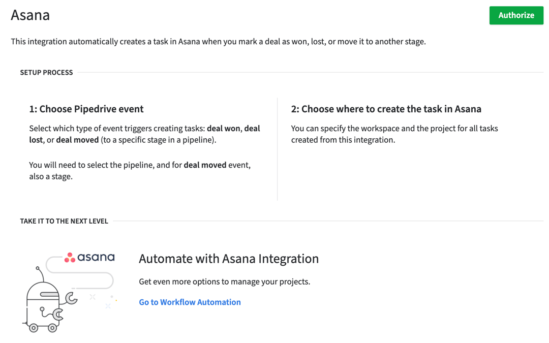 Connect Asana App Integration | Pipedrive Marketplace