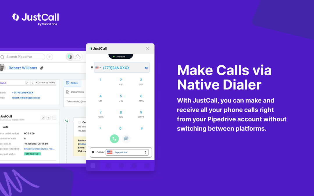 JustCall App Integration - Pipedrive Marketplace