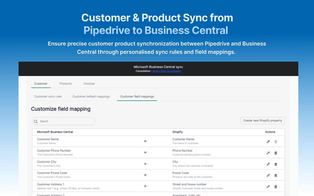 Business Central Integration App Integration - Pipedrive Marketplace