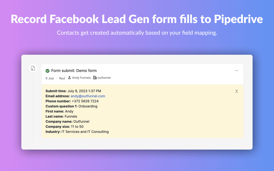 Facebook Lead Ads Sync App Integration - Pipedrive Marketplace