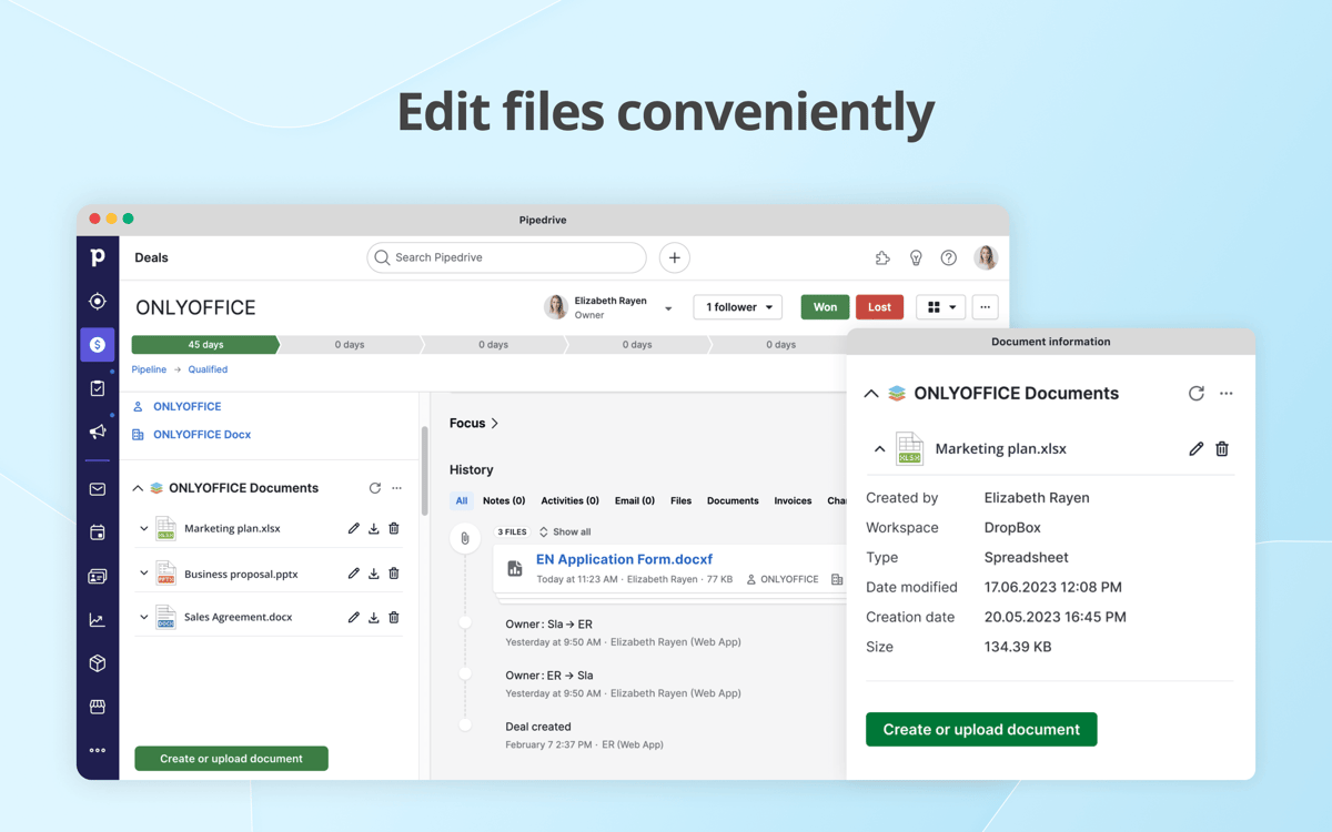 ONLYOFFICE App Integration - Pipedrive Marketplace