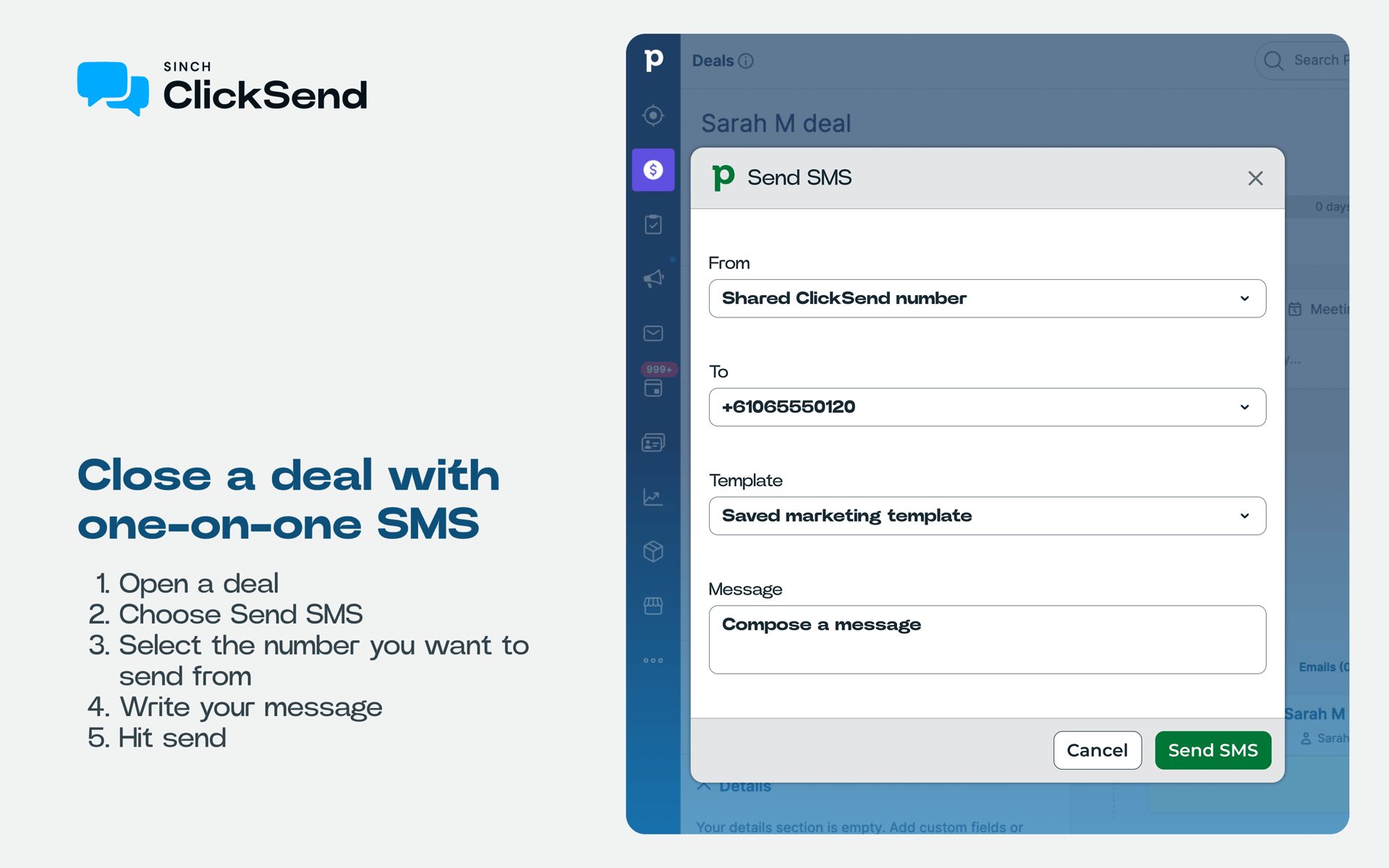 ClickSend SMS App Integration - Pipedrive Marketplace