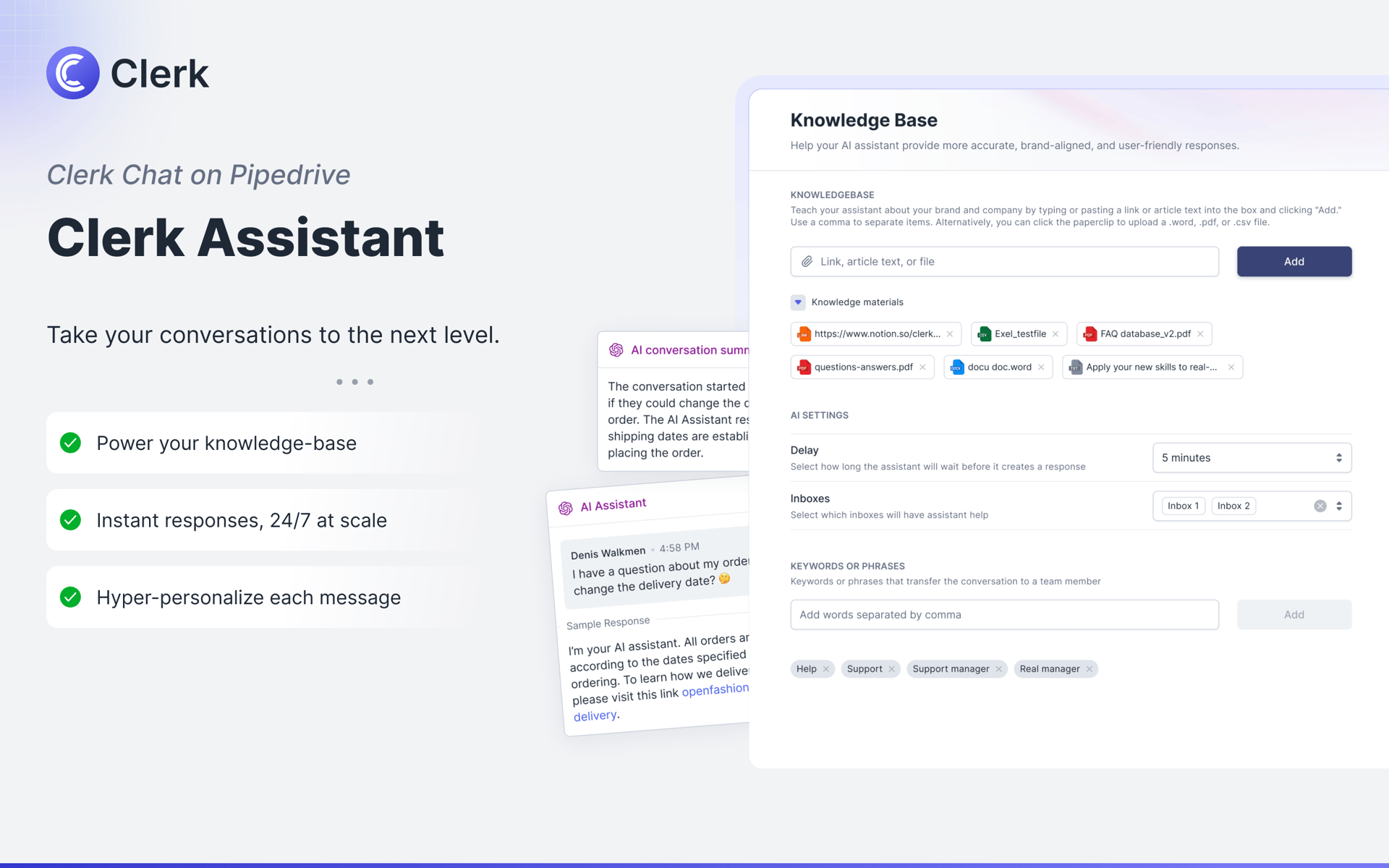 Clerk Chat App Integration - Pipedrive Marketplace