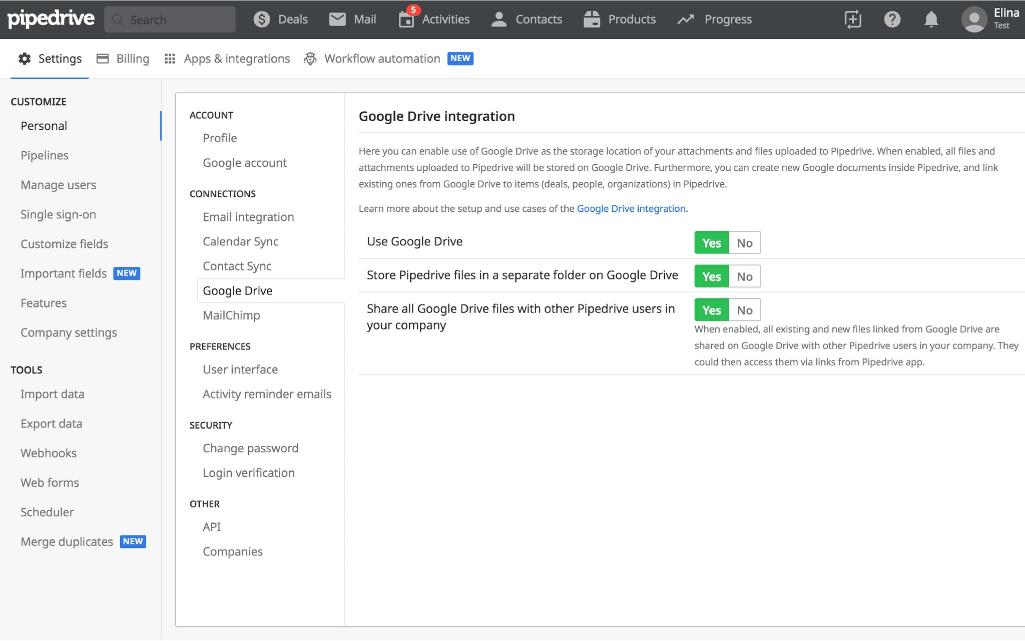 Google Drive integration App Integration - Pipedrive Marketplace