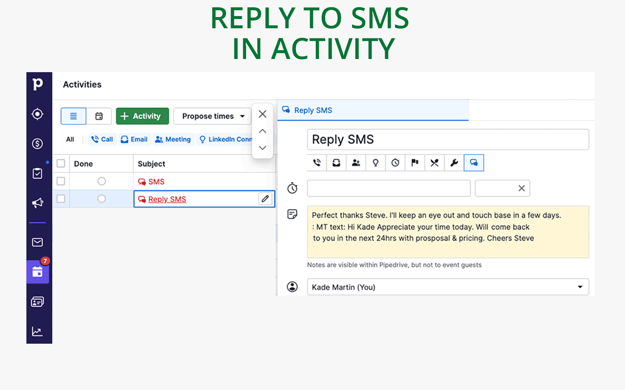 Send SMS in Pipedrive (Australia) App Integration - Pipedrive Marketplace