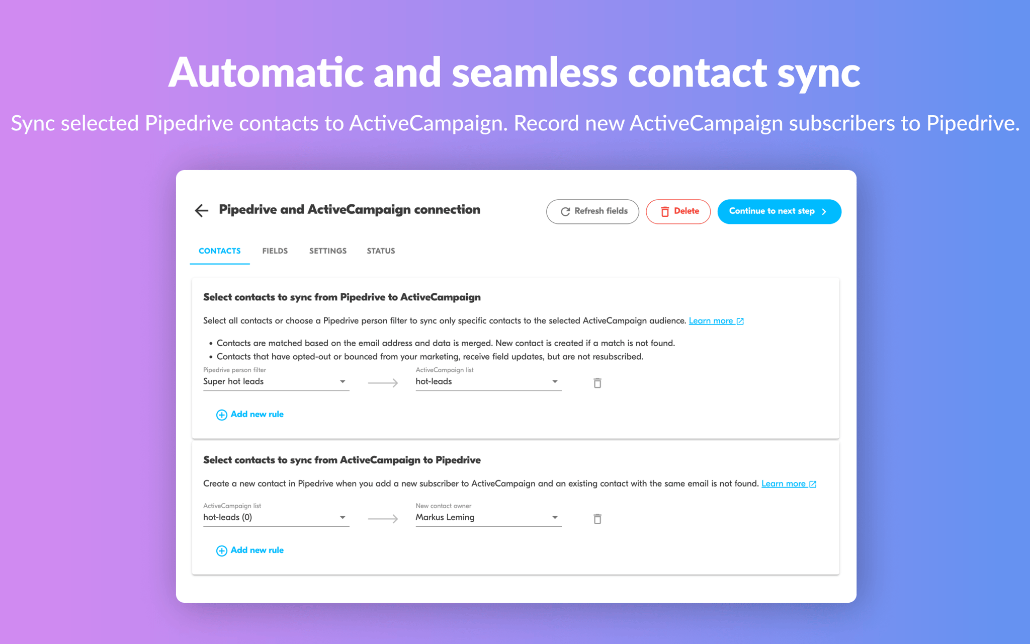ActiveCampaign 2-Way Sync App Integration - Pipedrive Marketplace
