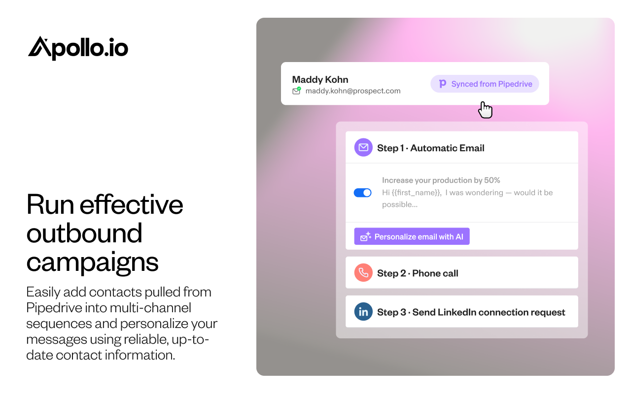 Apollo.io App Integration - Pipedrive Marketplace