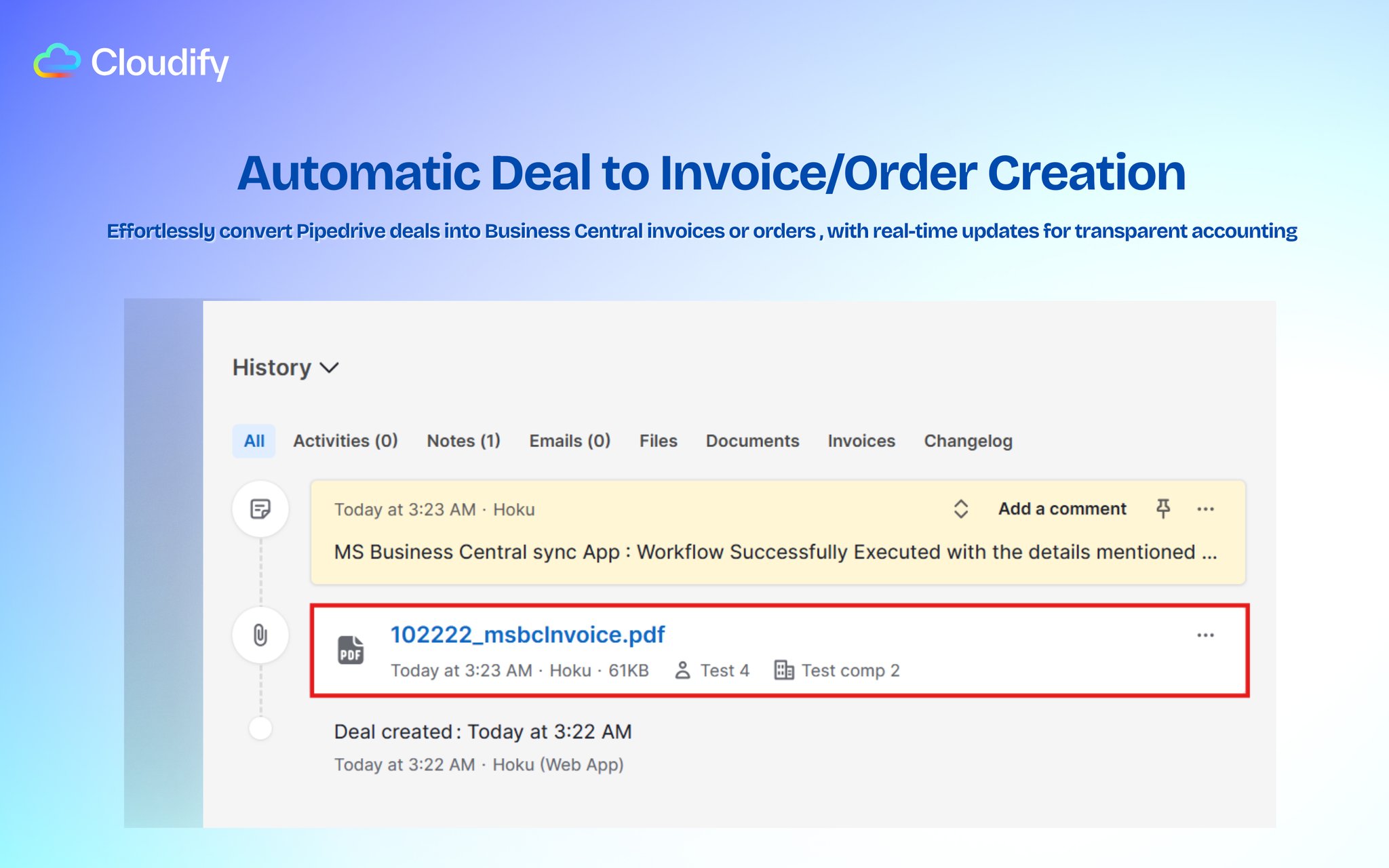 Business Central Integration App Integration - Pipedrive Marketplace