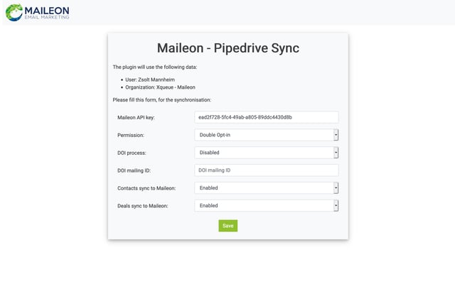 Maileon Email Marketing App Integration - Pipedrive Marketplace