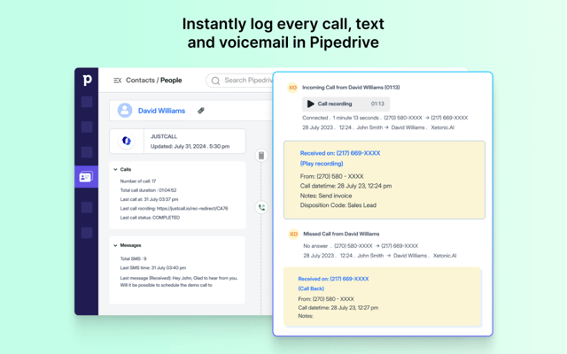 JustCall App Integration - Pipedrive Marketplace