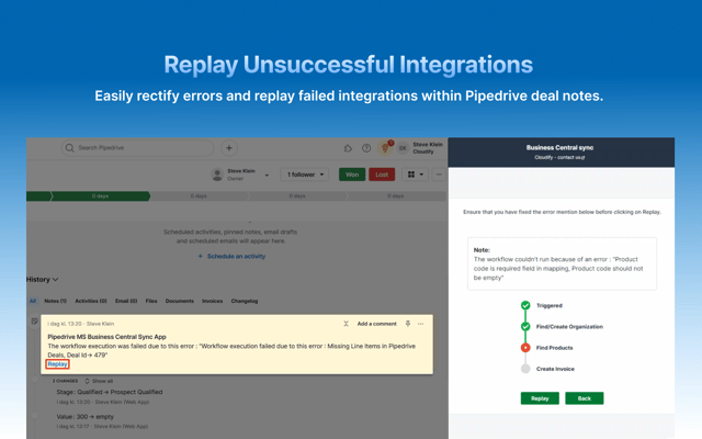 Business Central Integration App Integration - Pipedrive Marketplace