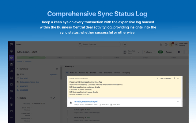 Business Central Integration App Integration - Pipedrive Marketplace