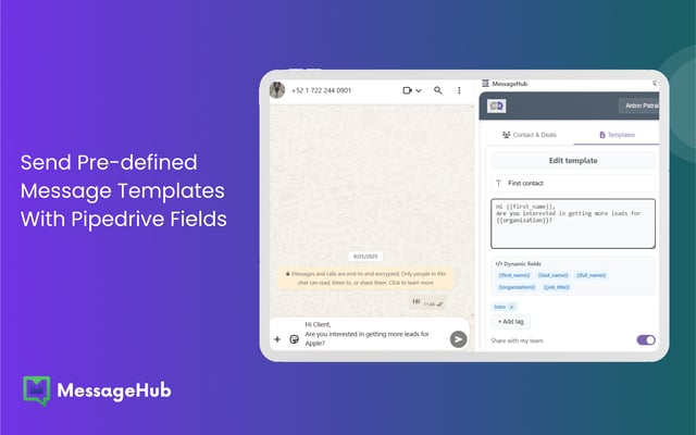 WhatsApp Web and Pipedrive by MessageHub App Integration - Pipedrive Marketplace
