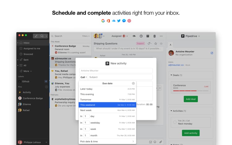Missive App Integration - Pipedrive Marketplace