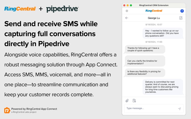 RingCentral App Connect App Integration - Pipedrive Marketplace