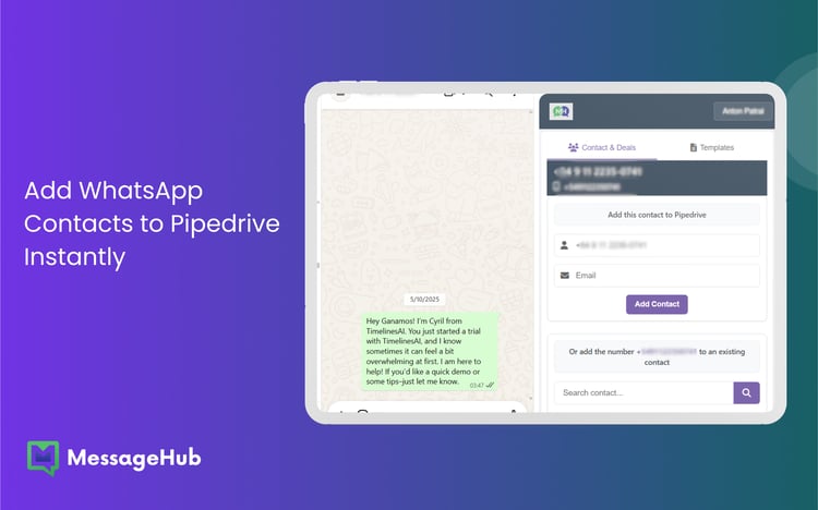 WhatsApp Web and Pipedrive by MessageHub App Integration - Pipedrive Marketplace