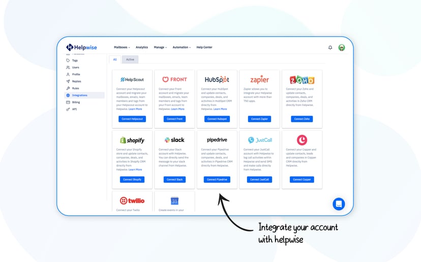 Helpwise App Integration - Pipedrive Marketplace