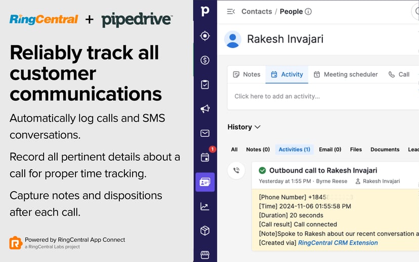 RingCentral App Connect App Integration - Pipedrive Marketplace