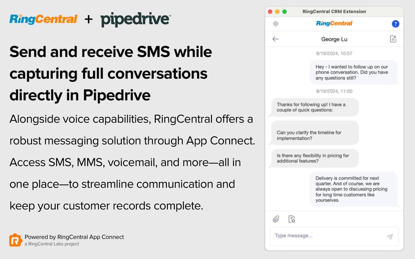 RingCentral App Connect App Integration - Pipedrive Marketplace